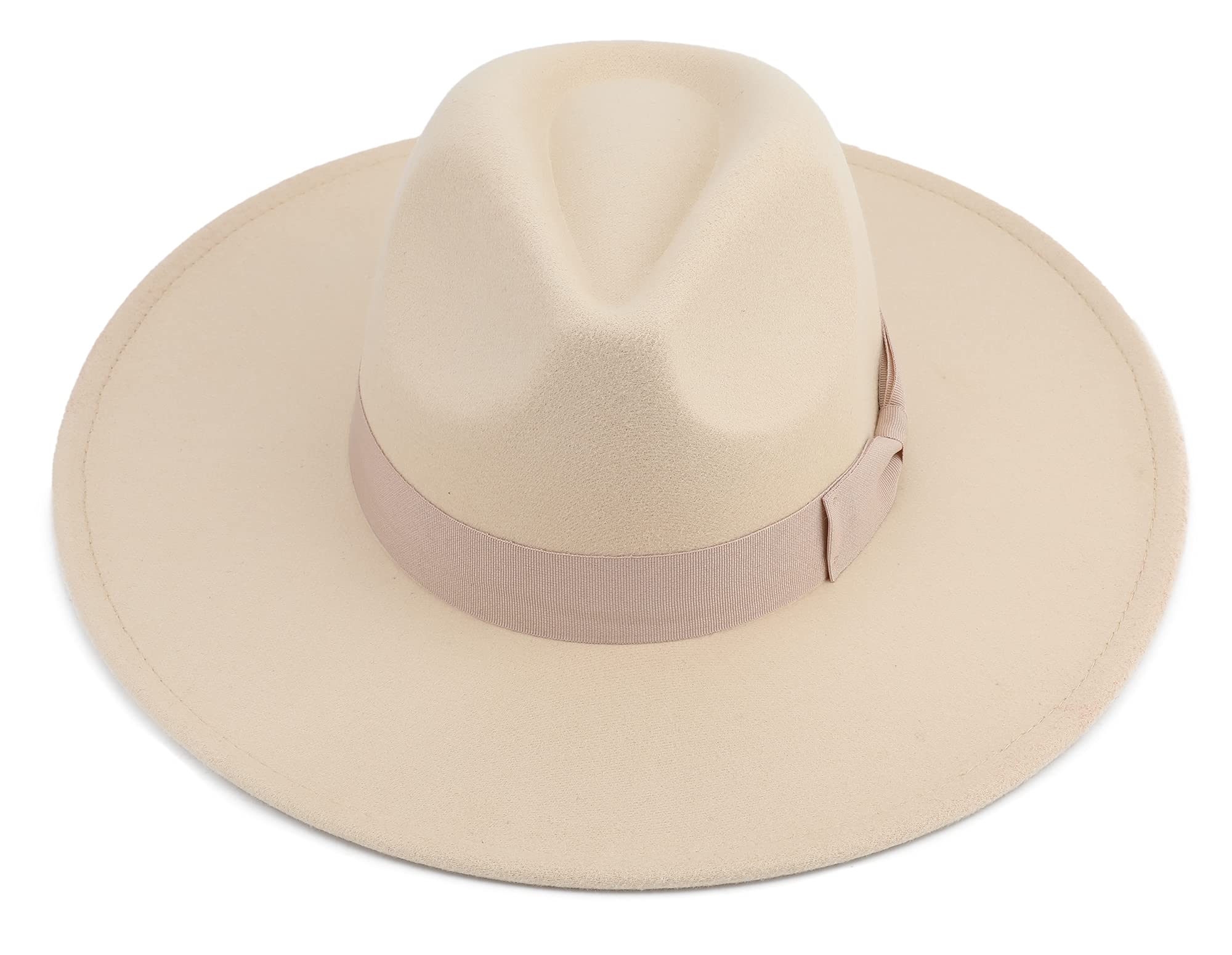 Pro Celia Big Wide Brim Women Fedora Hat (Rice)