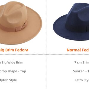 Pro Celia Big Wide Brim Women Fedora Hat (Rice)