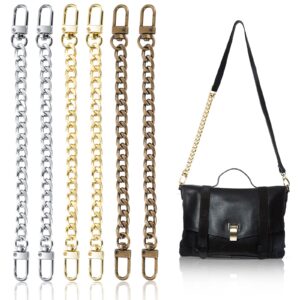 luinabio 6 pieces purse chain strap purse strap extender metal flat bag chain straps crossbody replacement with buckles replacement accessories for handbags wallet clutch satchel(bronze, 7.9 inches)