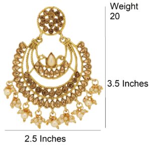 Saissa Gold Plated Bollywood Chandbali Boho Earrings Indian Jewelry for Women (Golden)