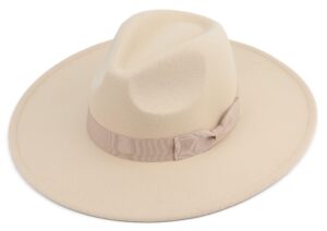 pro celia big wide brim women fedora hat (rice)