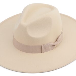 Pro Celia Big Wide Brim Women Fedora Hat (Rice)