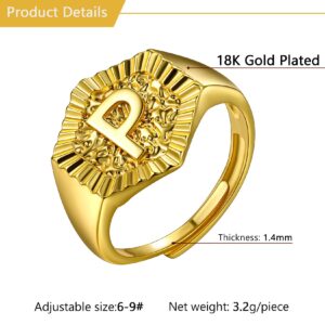 U7 Letter Ring for Women Gold Plated Open Wrap Style Knuckle Party Jewelry Hexagon Initial Signet Rings P