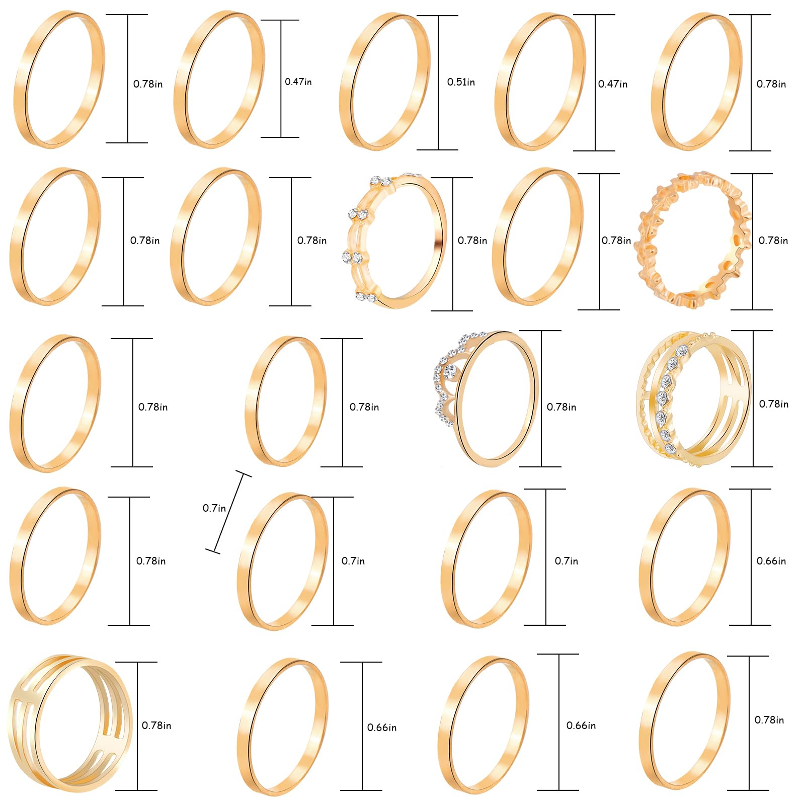 ONESING 25 Pcs Knuckle Rings for Women Stackable Rings Set Vintage Joint Finger Gold Rings for Women Men