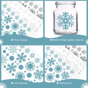 Outus 249 Pcs Snowflake Windows Decorations Clings Stickers Winter Window Snowflake Decals Wall Ornaments for Xmas Frozen Party Home Shop Window Display(Blue, Grey, White)