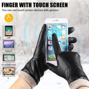 REDESS Womens Winter Leather Gloves Touchscreen Texting Driving Gloves With Warm Wool Lining/M