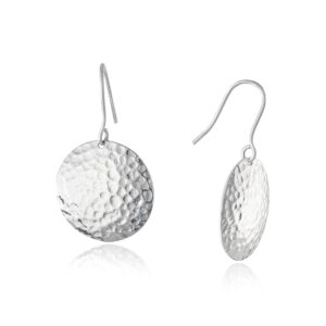 amazon essentials fine silver plated 21mm hammered circle drop earrings (previously amazon collection)