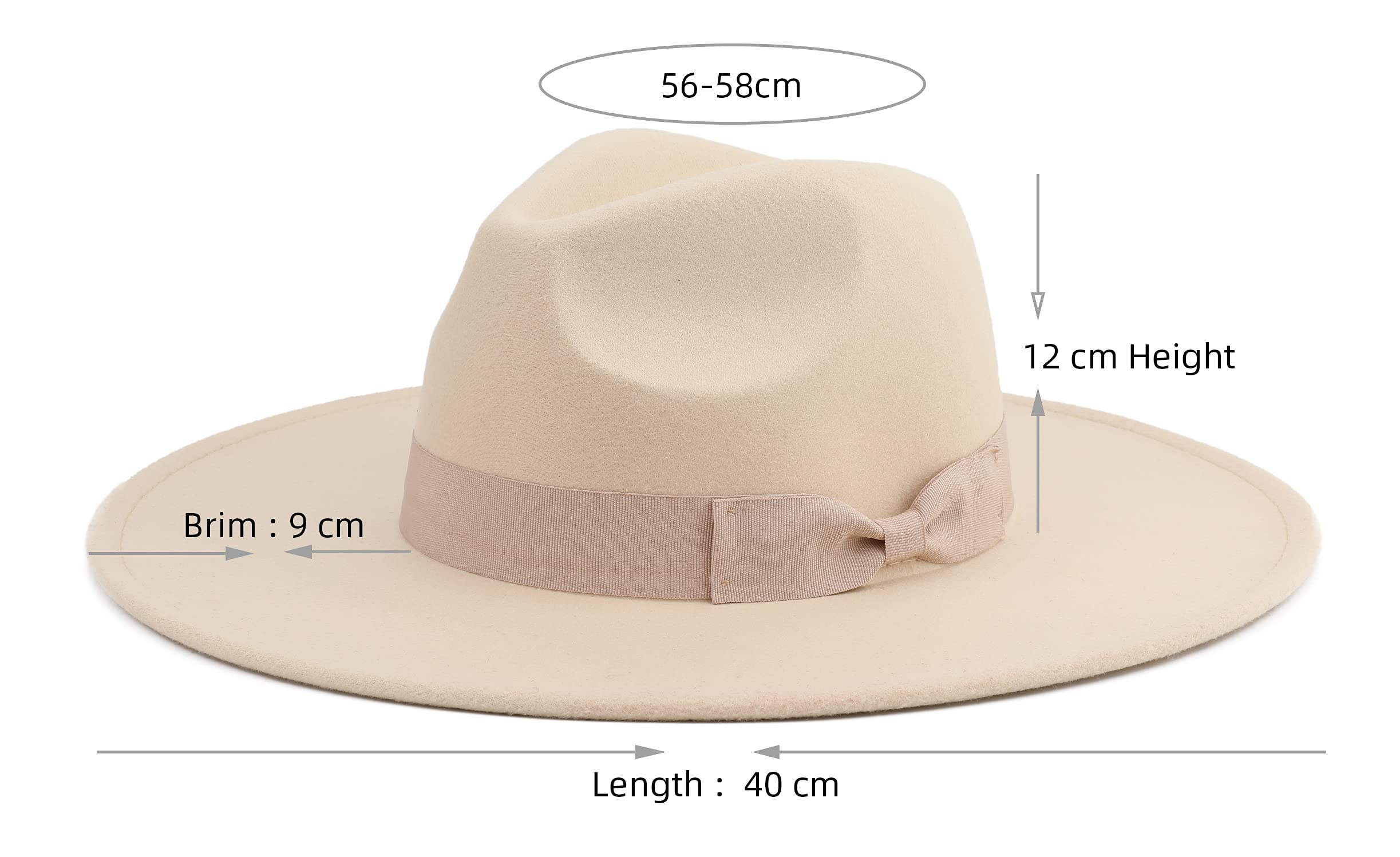 Pro Celia Big Wide Brim Women Fedora Hat (Rice)