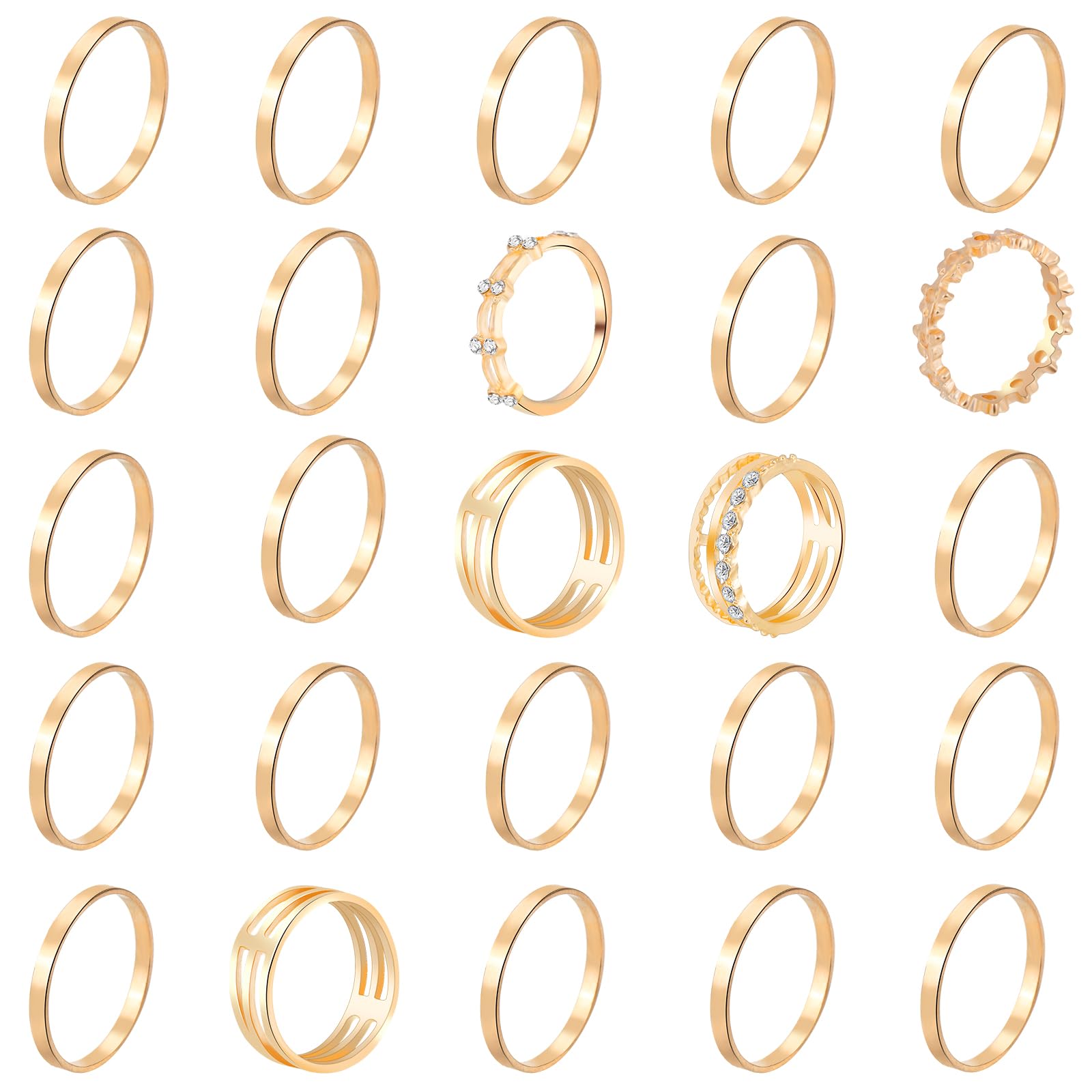 ONESING 25 Pcs Knuckle Rings for Women Stackable Rings Set Vintage Joint Finger Gold Rings for Women Men