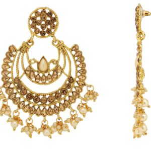 Saissa Gold Plated Bollywood Chandbali Boho Earrings Indian Jewelry for Women (Golden)