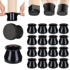 aneaseit chair leg floor protectors - 16 pcs black - felt bottom silicone pads for hardwood floors & furniture feet - rubber caps for chairs - large