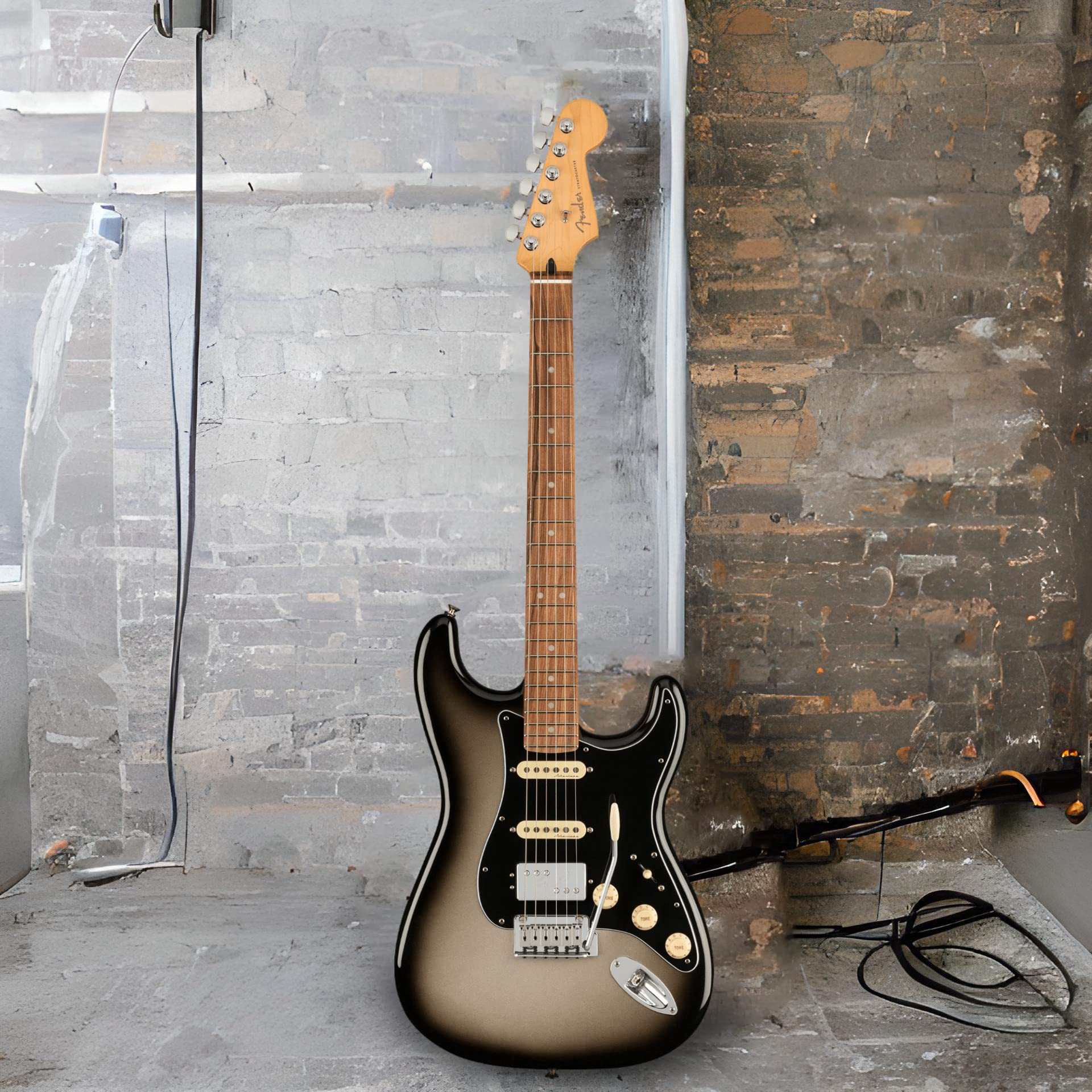 Fender Player Plus Stratocaster Electric Guitar, with 2-Year Warranty, Silverburst, Pau Ferro Fingerboard