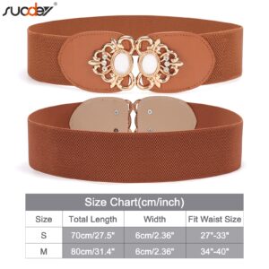 SUOSDEY 3 Pack Women Wide Elastic Stretchy Belt Vintage Cinch Belt Waistband for Dresses