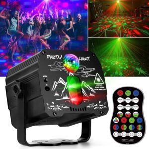 party dj lights with remote control, portable mini disco ball stage light, sound activated usb powered bright rgb led projector strobe lamp for room home decor birthday gift bar rave karaoke xmas show