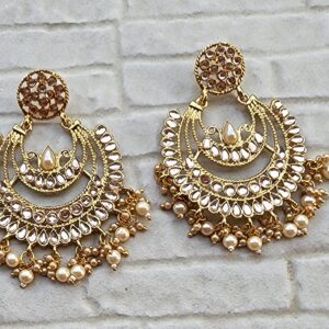 Saissa Gold Plated Bollywood Chandbali Boho Earrings Indian Jewelry for Women (Golden)