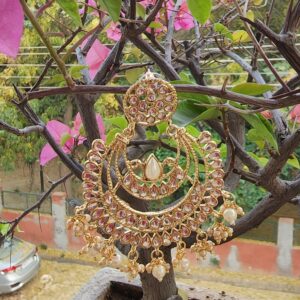 Saissa Gold Plated Bollywood Chandbali Boho Earrings Indian Jewelry for Women (Golden)