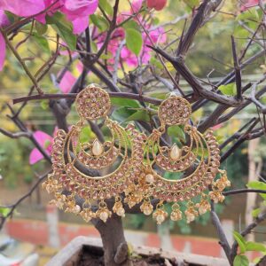 Saissa Gold Plated Bollywood Chandbali Boho Earrings Indian Jewelry for Women (Golden)