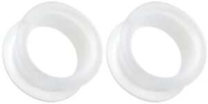 pair 1/2" (12mm) clear silicone eyelet tunnels double flare gauges thin soft flexible flesh plugs (2pcs)