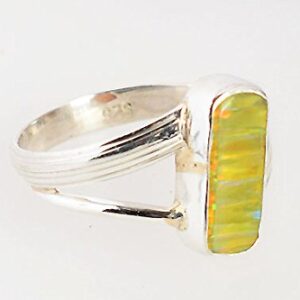 Ravishing Impressions Sparking Fire Opal Gemstone 925 Sterling Silver Ring Beautiful Handmade Jewellery Birthday Gift