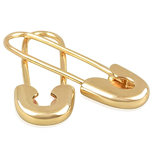 14K Yellow Gold Safety Pin Earrings for Women - Pair