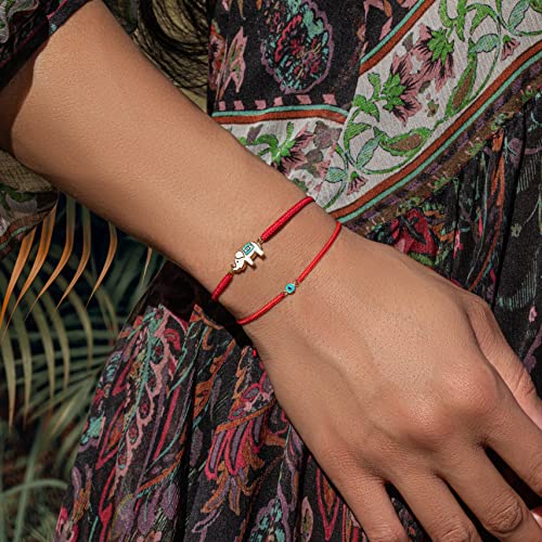 Red String Bracelet for Women, 18K Gold Evil Eye Charm, Made in Bali for Luck & Success, Size 6”-8”