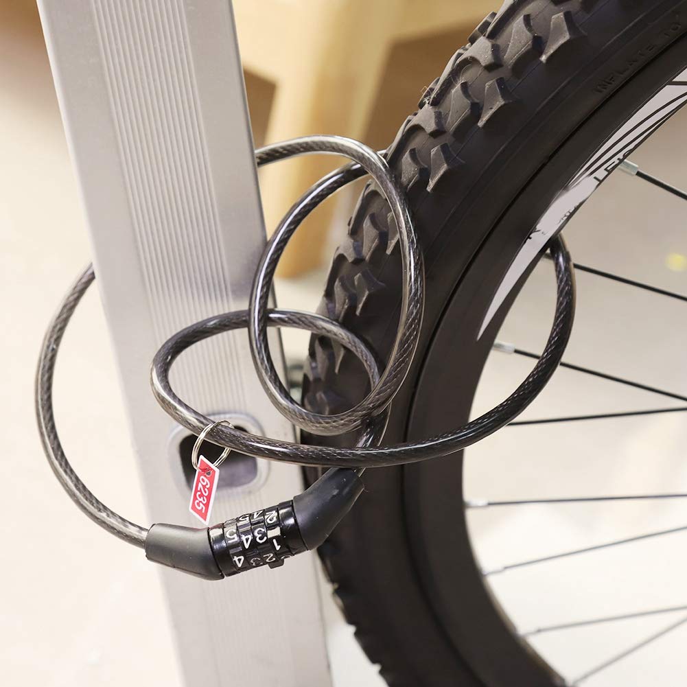 Folding Cable Chain Lock Design, Durable Bicycle Cable Lock, Waterproof No Key Coded Bicycle Lock, for Home Bike