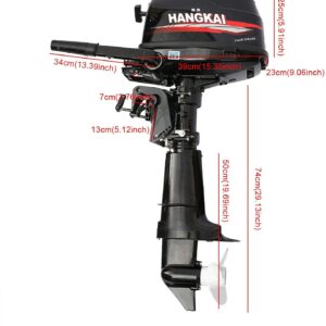 TFCFL 4-Stroke Boat Motor Heavy Duty 6.5HP Outboard Motor Boat Engine with Air Cooling System,Inflatable Fishing Boat Engine Short Shaft 123CC,5000-6000r/min