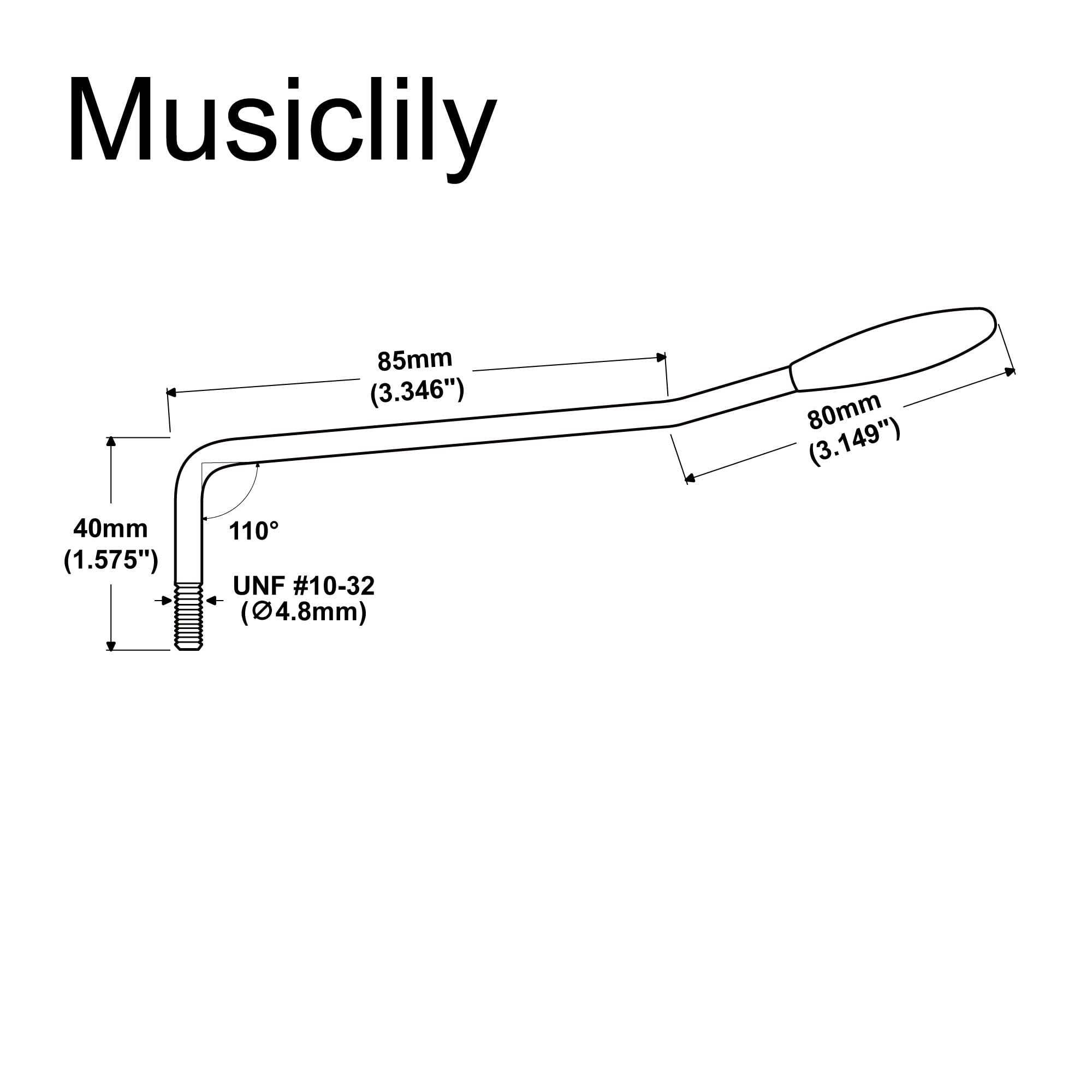 Musiclily Pro UNF #10/32 4.8mm Threaded Steel Tremolo Arm Whammy Bar Tremolo Bar for Fender American Squier Strat Style Electric Guitar Part, Chrome with White Tip