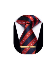 yourties red striped ties for men silk american flag neckties classic patriotic tie formal business