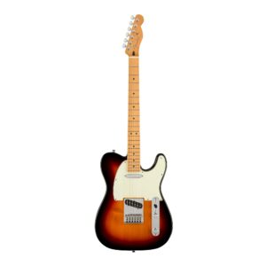 fender player plus telecaster electric guitar, with 2-year warranty, 3-color sunburst, maple fingerboard