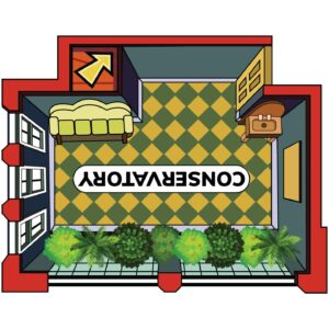 vinyl wall decal: clue conservatory glasshouse pavillon gazebo - 10" x 10" classic murder mystery board game kids room bedroom home sticker décor