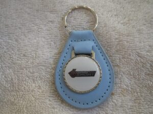 1982-1987 regal gran national gran sport logo leather keychain - light blue