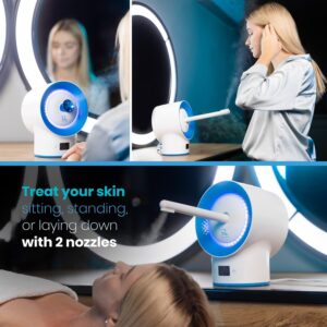 NanoSteamer Clinical - 10-in-1 Smart Steam Dermatologist Grade Ionic Facial Steamer with 2 Multi-Position Steam Nozzles - Digital LCD Screen - Extraction Set - 6 Pre-Programmed Professional Modes