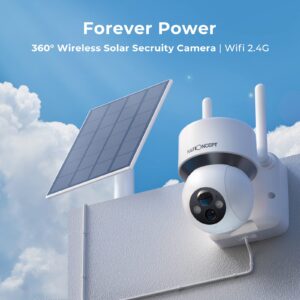 K&F Concept Solar Security Camera Wireless Outdoor, PTZ WiFi Home Cameras with Motion Detection and Siren, 1080P Battery Solar Powered Surveillance Camera with Color Night Vision, 2 Way Audio