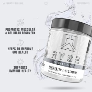 RYSE Up Supplements Element Series Fermented L-Glutamine Amino-Acid | Muscular & Cellular Recovery & Hydration | Gut, Intestinal, & Immune Health | 60 Servings