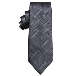 YourTies Mens Ties Silk Grey Ties for Men Solid Tie with Tie Clip Formal Business Textured Neckties