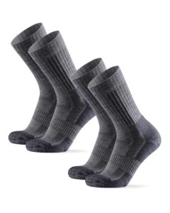 danish enurance premium outdoor hiking socks, merino wool, men & women, 2 pack, light grey, large