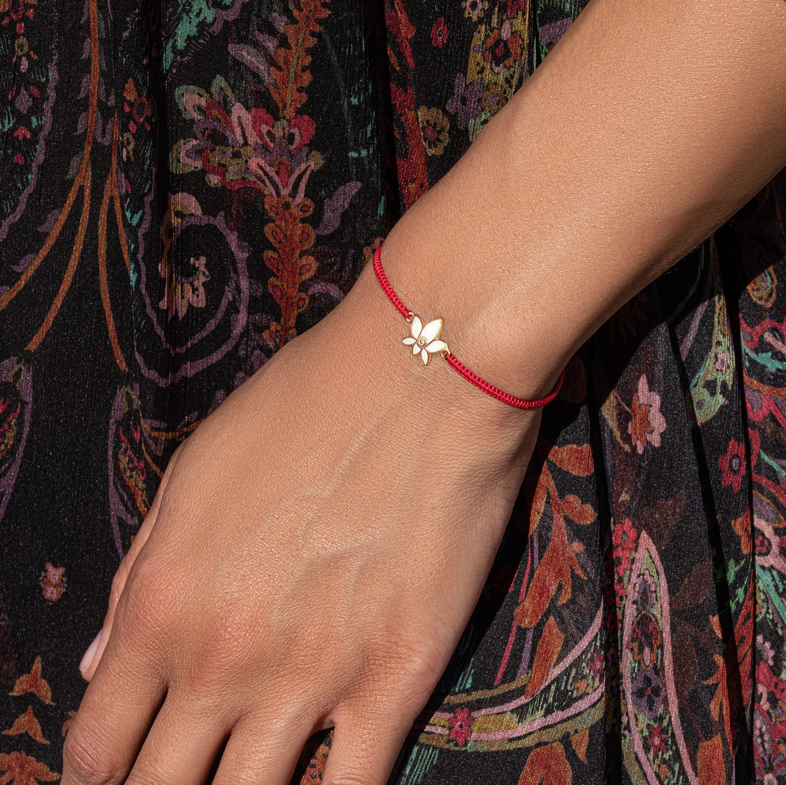 KARMA AND LUCK Red String Bracelet for Women with 925 Sterling Silver Lotus Charm for Spiritual Power, Handmade in Bali, Adjustable Size 6"-9"