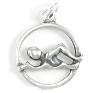 sterling silver swimmer charm swimming sport 925 pendant .925 swim