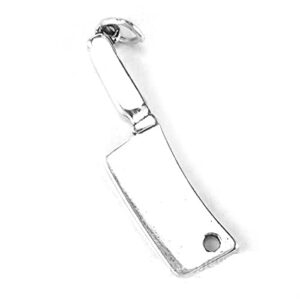 cleaver charm restaurant chef knife pendant jewelry sterling silver 925 .925 3d