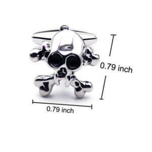 Cool Skull Cufflinks for Men Unique, 3D Skeleton Cuff-links, Gothic Cufflink, Men's Cuff Links, Men Cufflinks, Novelty Cufflinks, Mens Cuff Links, Gift for Wedding Grooms Groomsmen (Silver)