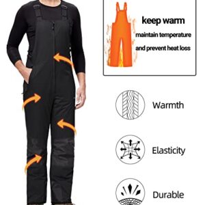 BenBoy Mens Snow Bibs Ski Pants Softshell Waterproof Insulated Ripstop Snowboarding Overalls Winter,HXK8118M-Black-XL Darkblack