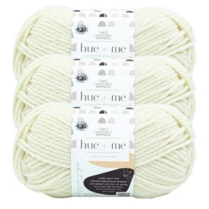 lion brand hue + me yarn for knitting, crocheting, and crafting, bulky and thick, soft acrylic and wool yarn, salt (3-pack).