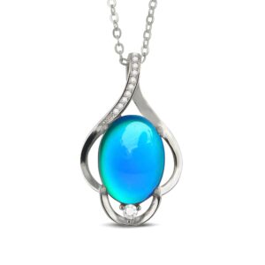 fun jewels oval color changing mood stone pendant mood necklace on 18" chain+2" extender, gifts for women