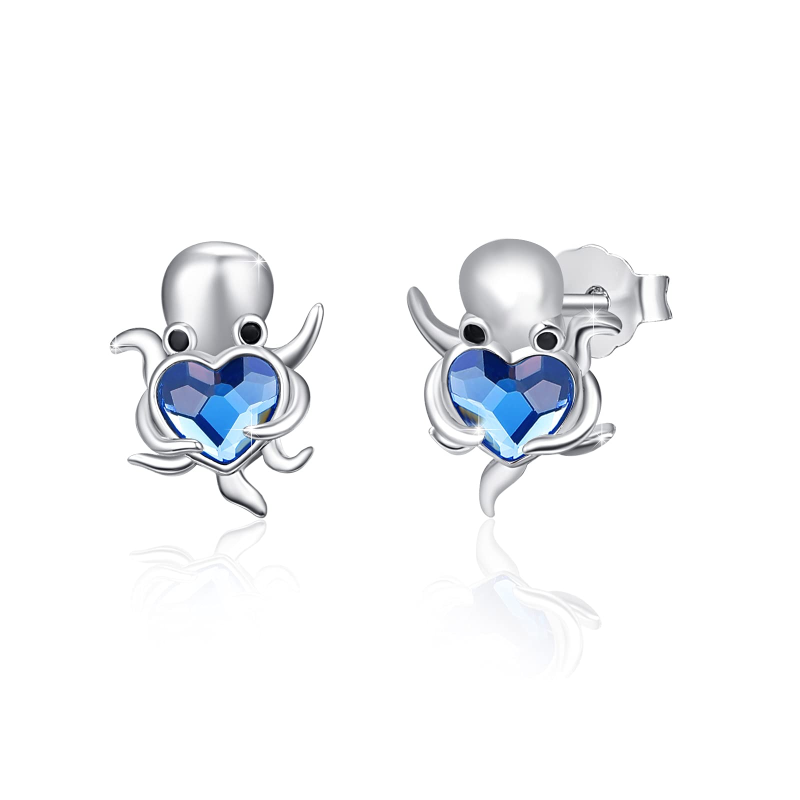 OHAYOO Octopus Earrings Sterling Silver Octopus Stud Earrings Cute Sea Animal Earrings Small Octopus Jewelry Gifts for Women