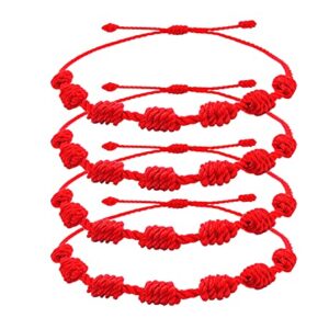 PHITECUS 4 Pieces of 7 knots Red bracelets for Protection, Evil Eye and Good Luck. String/Amulet for the Success. Talisman for Women and Men. Adjustable. Gift for Friendship and Family.