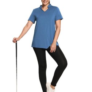 MISS FORTUNE Women's Polo Shirts, Golf V-Neck Workout Tops, Moisture Wicking Ladies Golf Shirt Loose Fit for Tennis Yoga