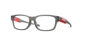 oakley youth oy8021a top level low bridge fit square prescription eyewear frames, satin grey smoke/demo lens, 52 mm