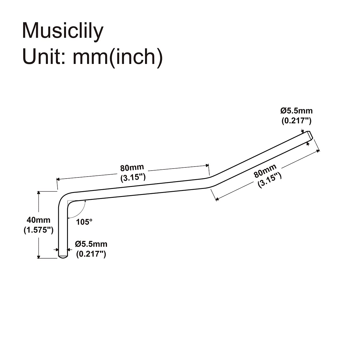 Musiclily Pro 5.5mm Push-in Steel Tremolo Arm Whammy Bar Vibrato Arm for Strat Style Electric Guitar, Black