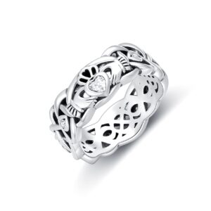 seiyang irish claddagh ring 925 sterling silver traditional claddagh celtic knot band (8)